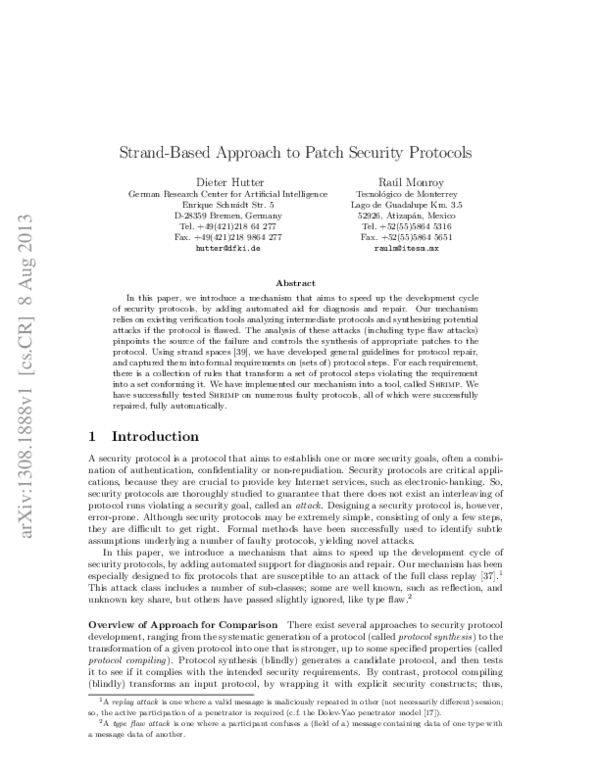 (PDF) Strand-Based Approach to Patch Security Protocols