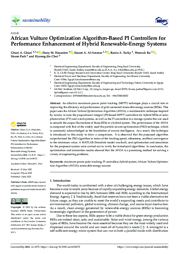 Pdf African Vulture Optimization Algorithm Based Pi Controllers For Performance Enhancement Of