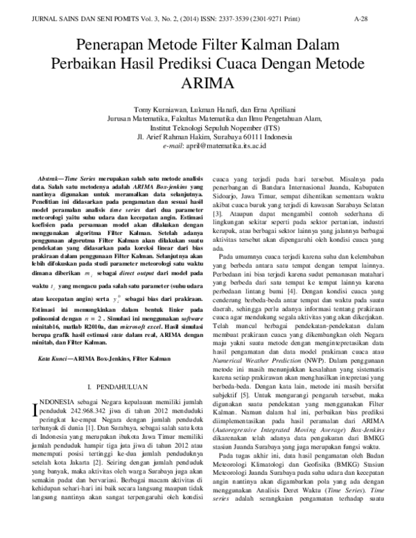 Penerapan Metode Filter Kalman dalam Perbaikan Hasil Prediksi Cuaca ...