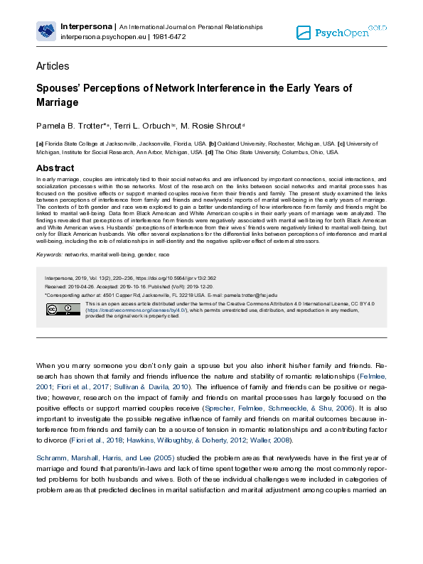 (PDF) Spouses’ perceptions of network interference in the early years ...