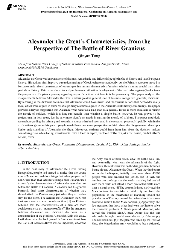 (PDF) Alexander the Great’s Characteristics, from the Perspective of ...