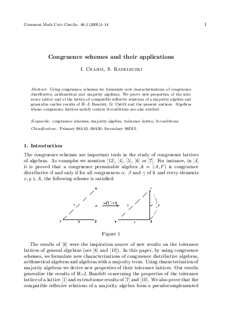 (PDF) Congruence schemes and their applications