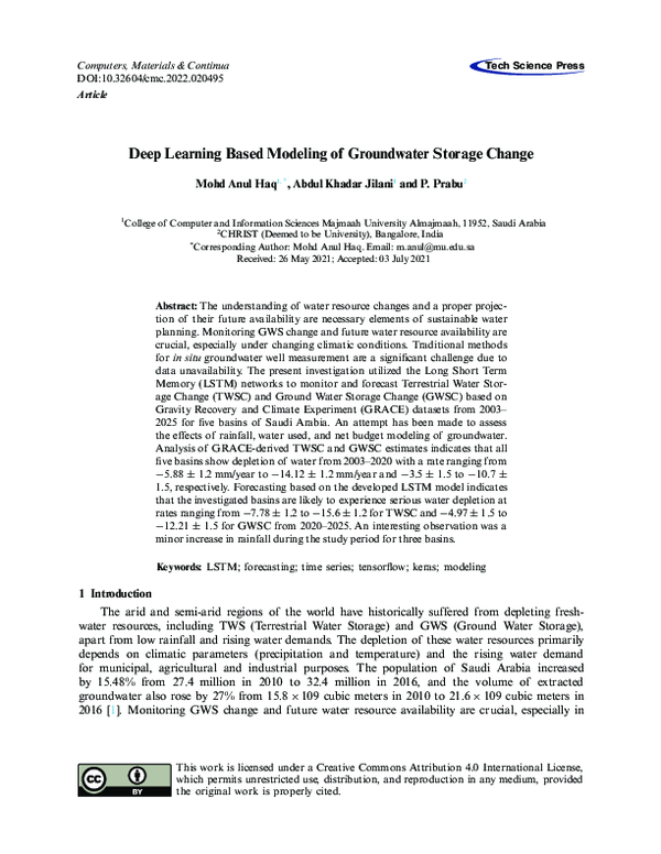 (PDF) Deep Learning Based Modeling of Groundwater Storage Change