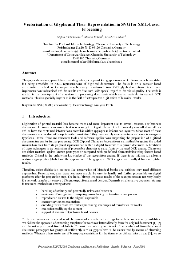 (PDF) Vectorization of Glyphs and Their Representation in SVG for XML ...