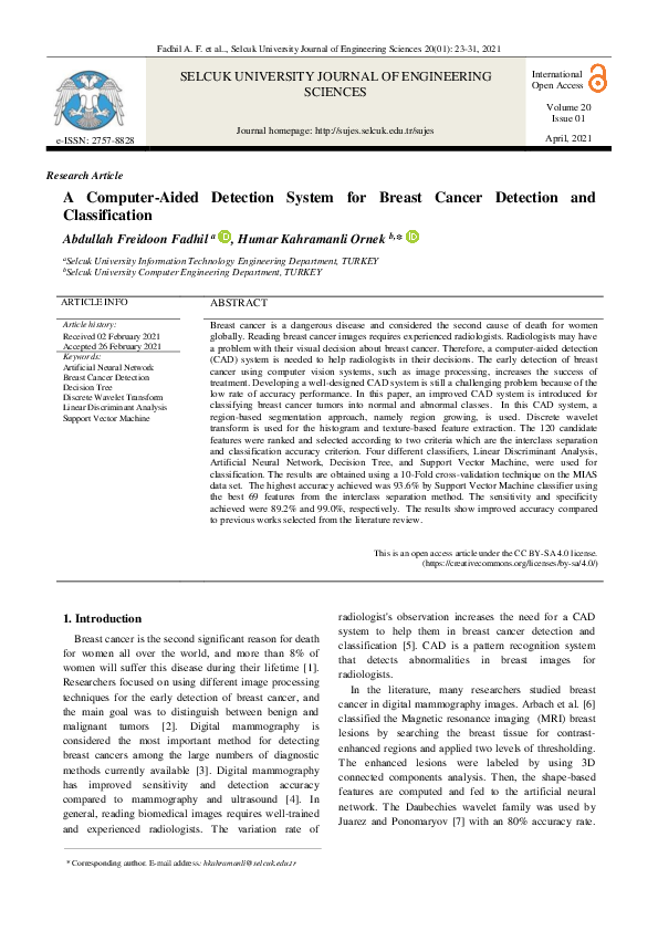 (PDF) A Computer-Aided Detection System for Breast Cancer Detection and Classification