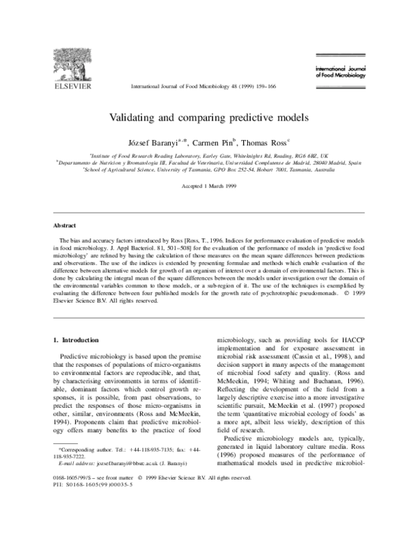 (PDF) Validating and comparing predictive models