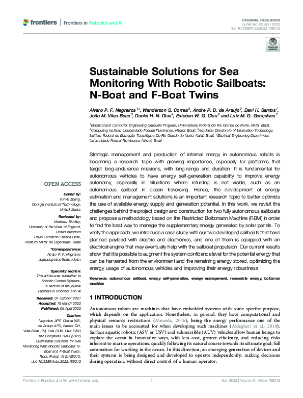 (PDF) Sustainable Solutions for Sea Monitoring With Robotic Sailboats ...