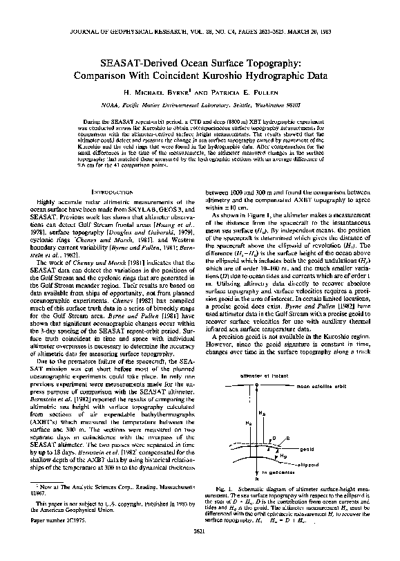 (PDF) Seasat-derived ocean surface topography: comparison with co ...
