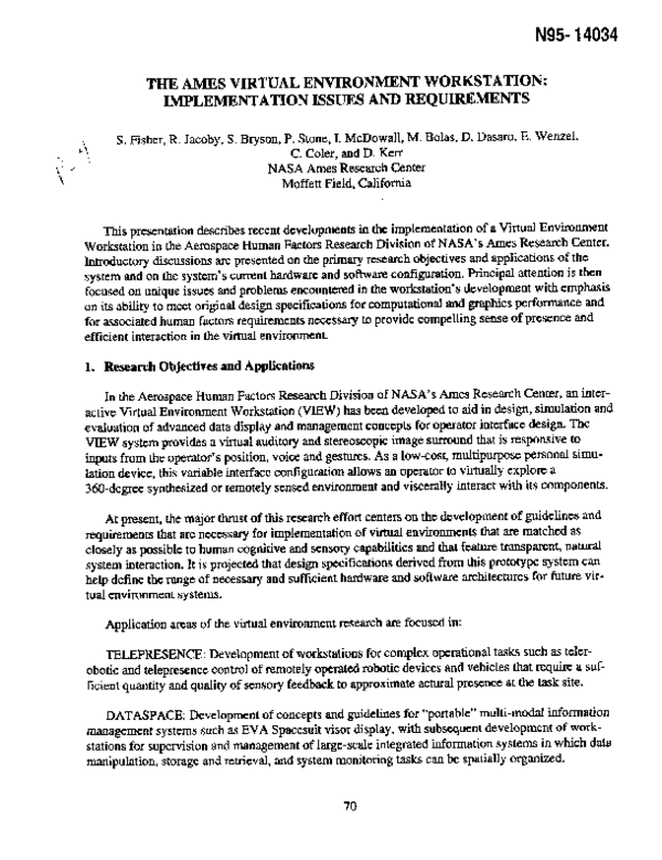 (PDF) The Ames Virtual Environment Workstation: Implementation issues ...