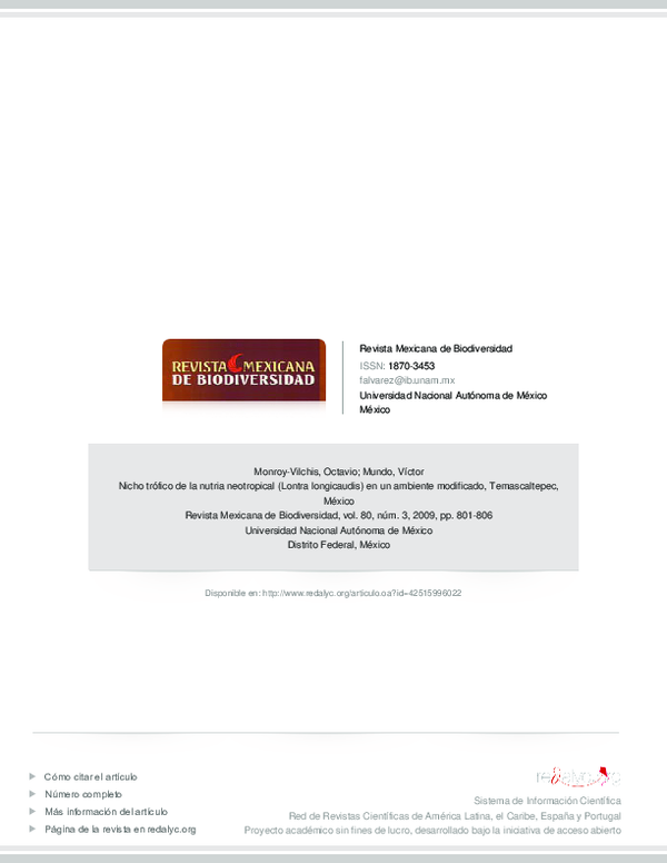 (PDF) Nicho trófico de la nutria neotropical (Lontra longicaudis) en un ...