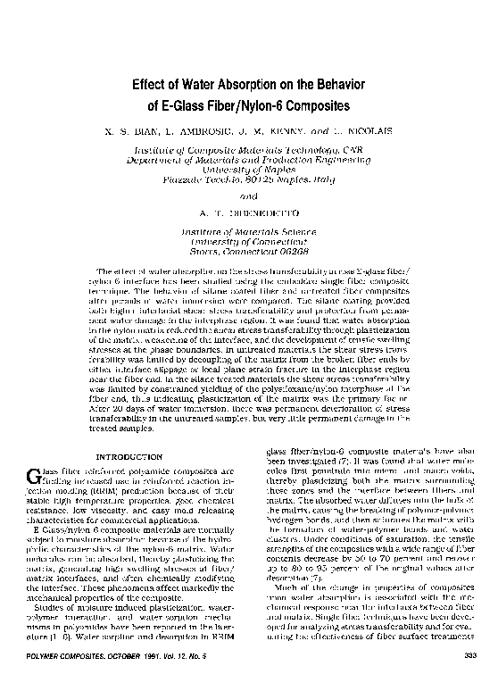 Effect of water absorption on the behavior of E-glass fiber/nylon-6 ...