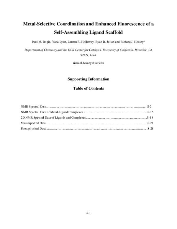 (PDF) Metal-selective coordination and enhanced fluorescence of a self-assembling ligand ...