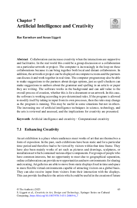 (PDF) Artificial Intelligence and Creativity