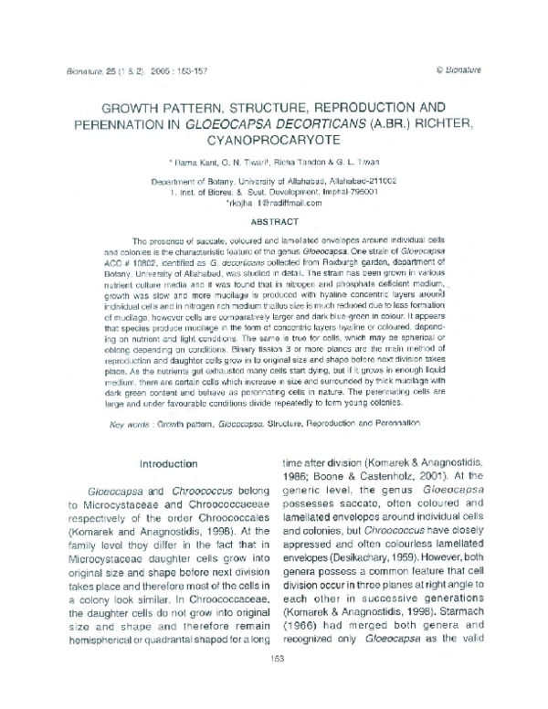 (PDF) Growth pattern, structure, reproduction & perennation in ...
