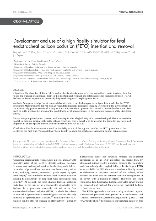 (PDF) Development and use of a high-fidelity simulator for fetal ...