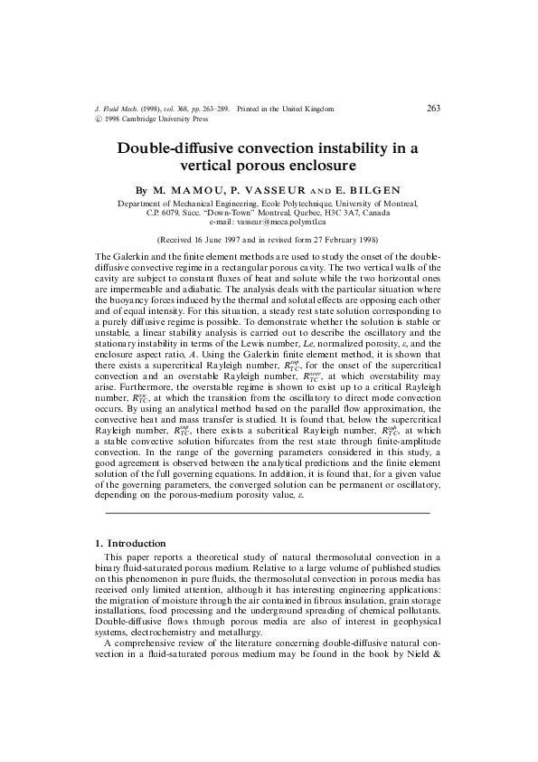 (PDF) Double-Diffusive Convection in Porous Media
