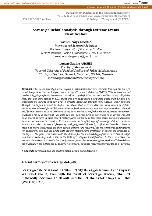 (PDF) Sovereign Default Analysis through Extreme Events Identification