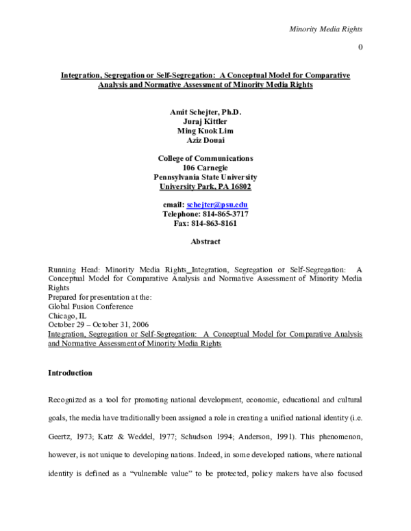 (PDF) Integration, Segregation or Self-Segregation: A Conceptual Model ...