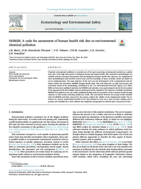 (PDF) HHRISK: A code for assessment of human health risk due to ...