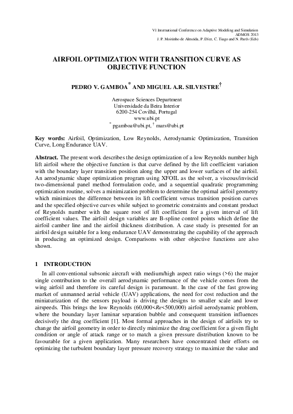 (PDF) Airfoil optimization with transition curve as objective function