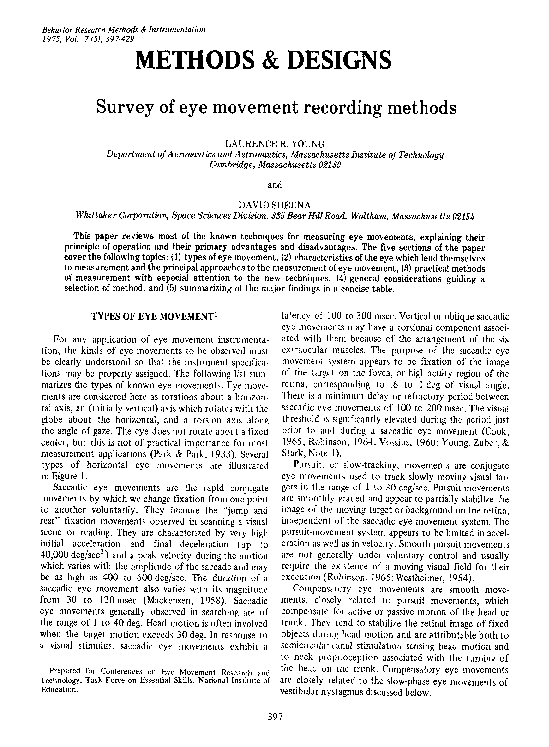 (PDF) Survey of eye movement recording methods