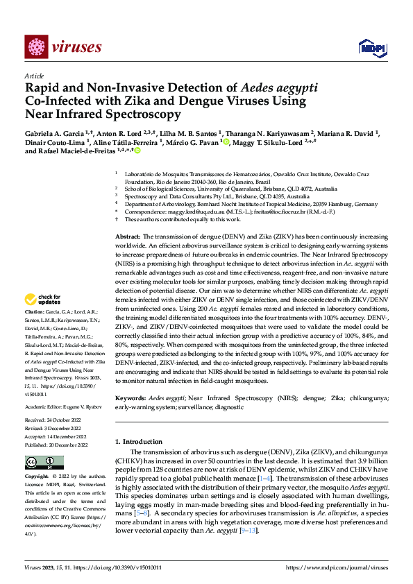 (PDF) Rapid and Non-Invasive Detection of Aedes aegypti Co-Infected with Zika and Dengue Viruses ...