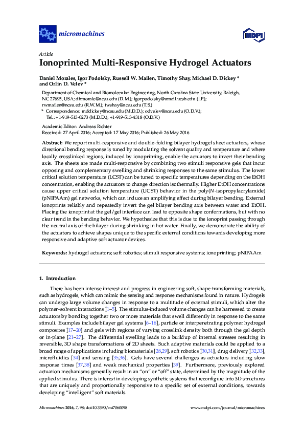 (PDF) Ionoprinted Multi-Responsive Hydrogel Actuators