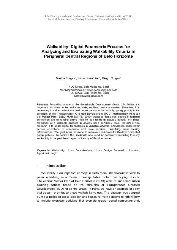 (PDF) Walkability: Digital Parametric Process for Analyzing and Evaluating Walkability Criteria ...