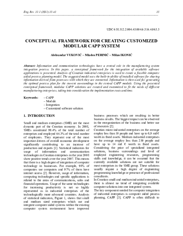 (PDF) Conceptual framework for creating customized modular CAPP system