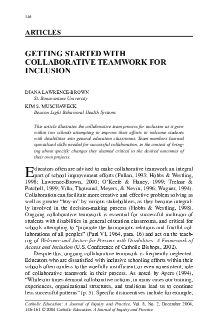 (PDF) Getting Started With Collaborative Teamwork for Inclusion