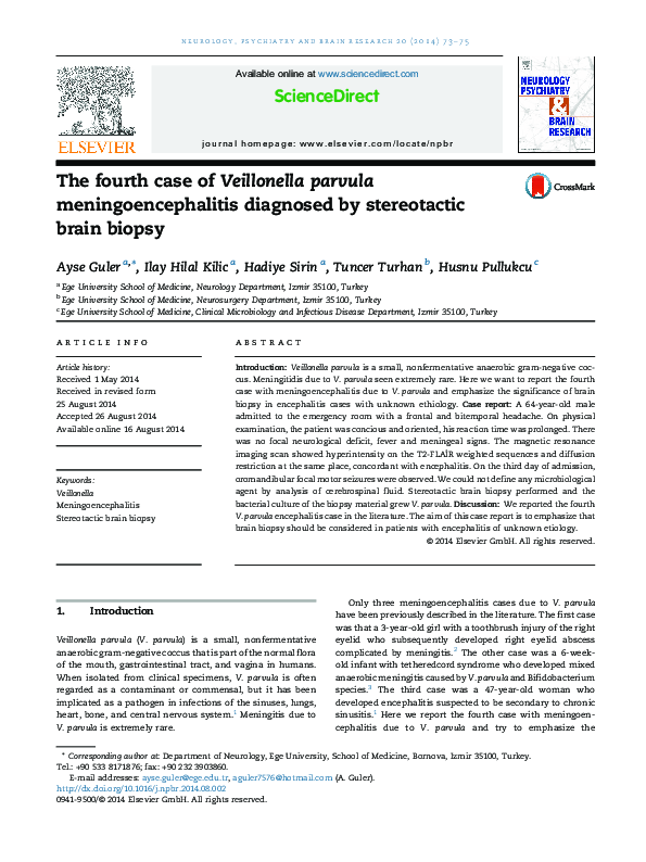 (PDF) The fourth case of Veillonella parvula meningoencephalitis ...