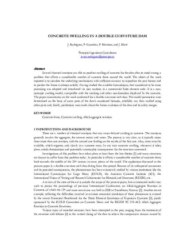 (PDF) Concrete Swelling in a Double Curvature Dam