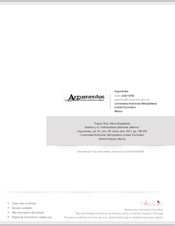 (PDF) Giddens y la "individualidad altamente reflexiva