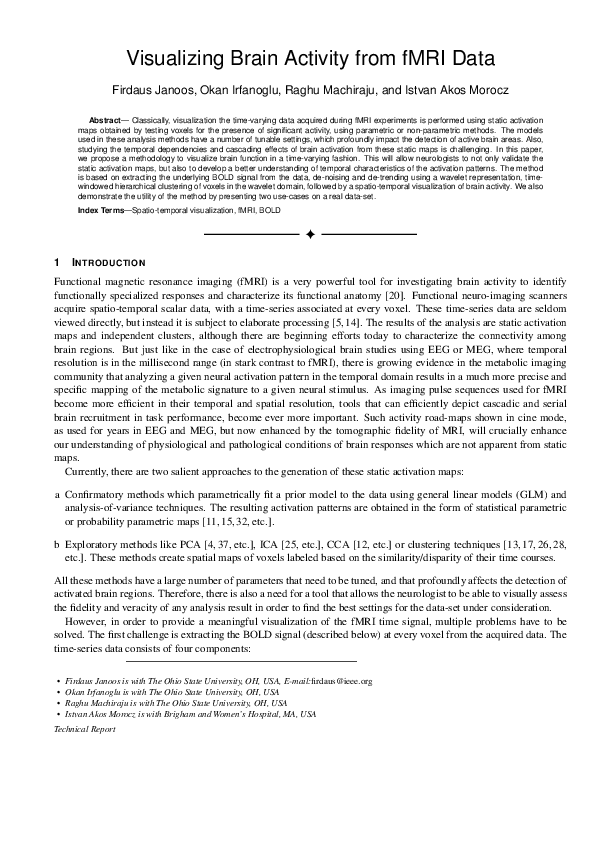 (PDF) Visualizing Brain Activity from fMRI Data
