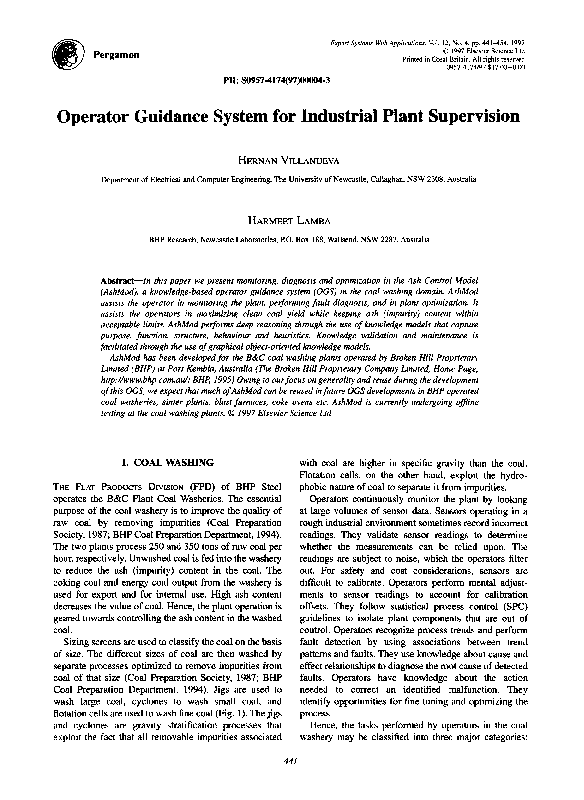 (PDF) Operator guidance system for industrial plant supervision