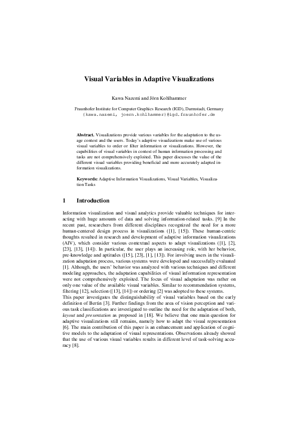 (PDF) Visual Variables in Adaptive Visualizations