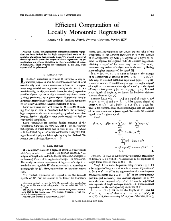 (PDF) Efficient computation of locally monotonic regression (PDF) Efficient computation of locally monotonic regression