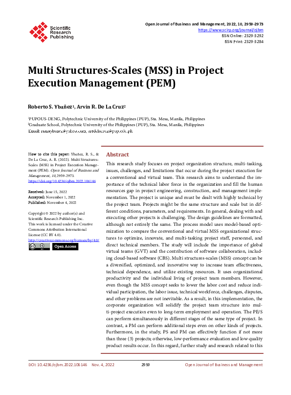 (PDF) Multi Structures-Scales (MSS) in Project Execution Management (PEM)