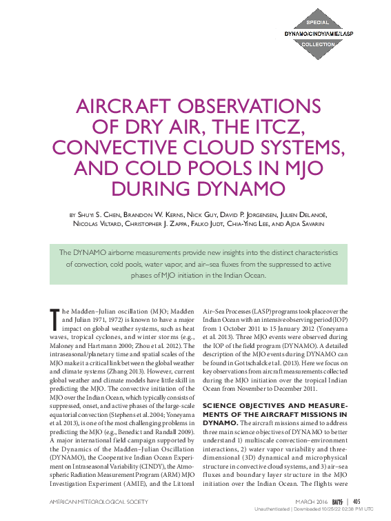 (PDF) Aircraft Observations of Dry Air, the ITCZ, Convective Cloud ...