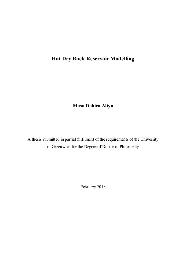 (PDF) Hot dry rock reservoir modelling