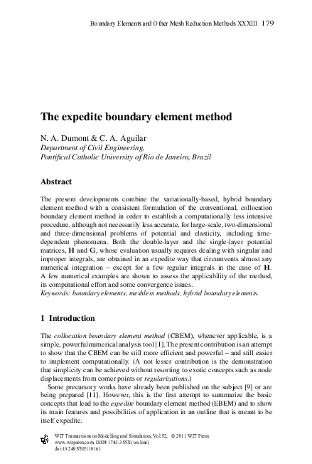 (PDF) The expedite boundary element method