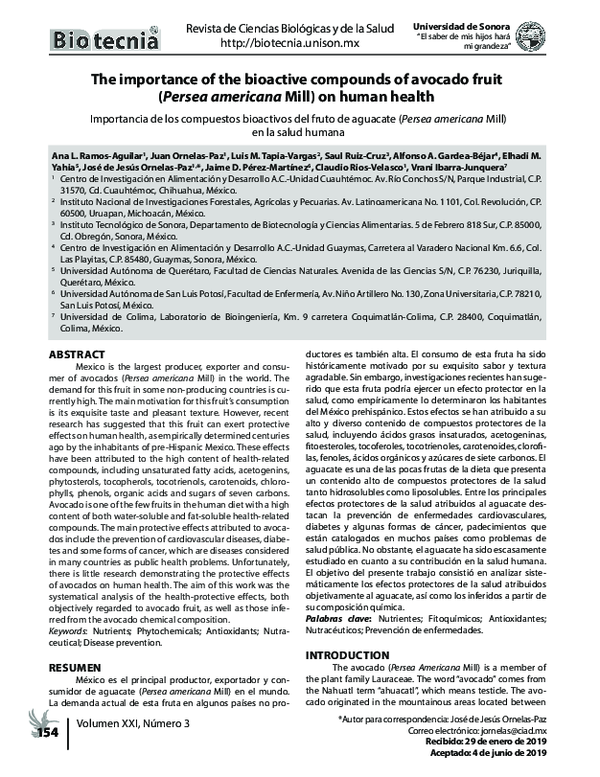 (PDF) The importance of the bioactive compounds of avocado fruit ...