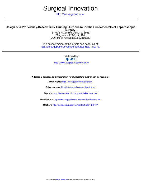 (PDF) Design of a proficiency-based skills training curriculum for the ...