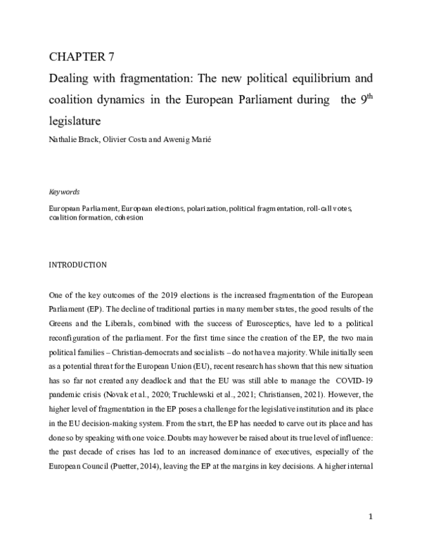 (PDF) Dealing with Fragmentation: The New Political Equilibrium and ...