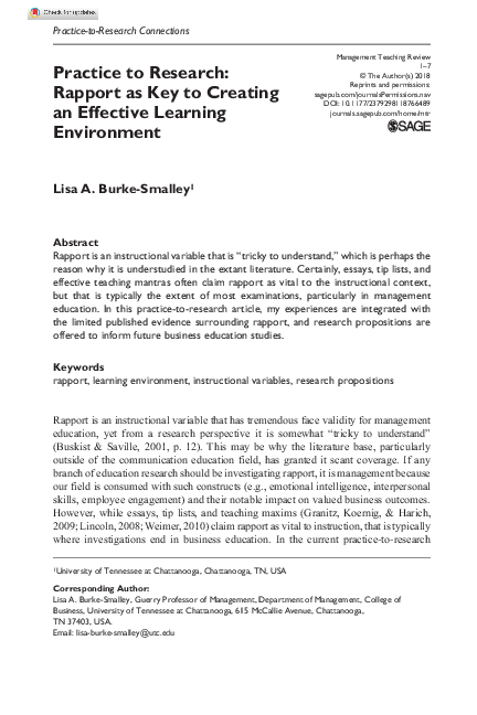 (PDF) Practice to Research: Rapport as Key to Creating an Effective ...