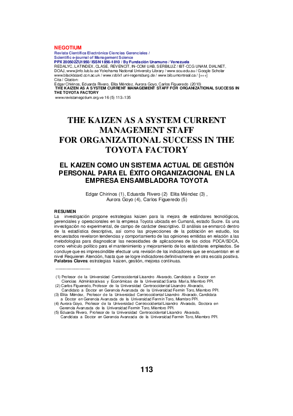 (PDF) The Kaizen as a system current management staff for ...