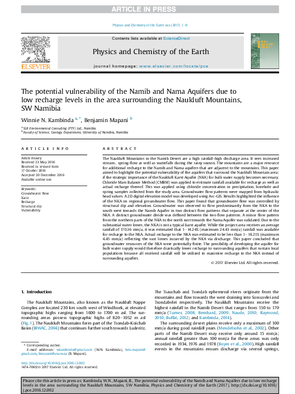 (PDF) The potential vulnerability of the Namib and Nama Aquifers due to ...