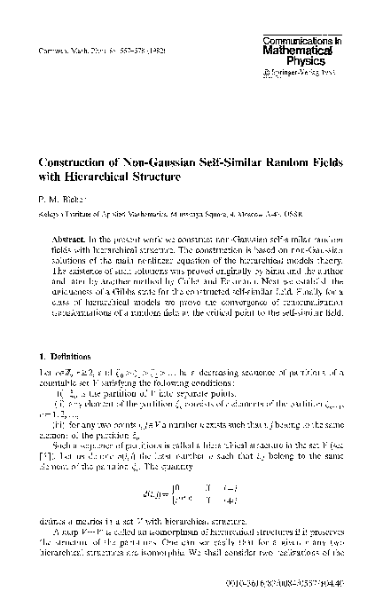 Pdf Construction Of Non Gaussian Self Similar Random Fields With Hierarchical Structure