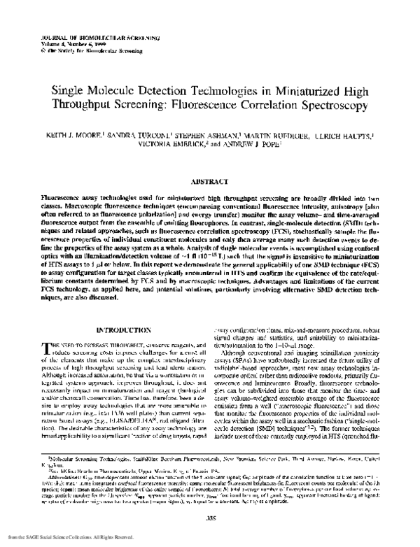 (PDF) Single Molecule Detection Technologies in Miniaturized High ... (PDF) Single Molecule Detection Technologies in Miniaturized High ...