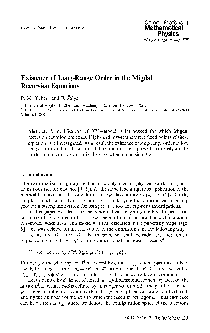 (PDF) Long-range order in Migdal recursion equations for d>2